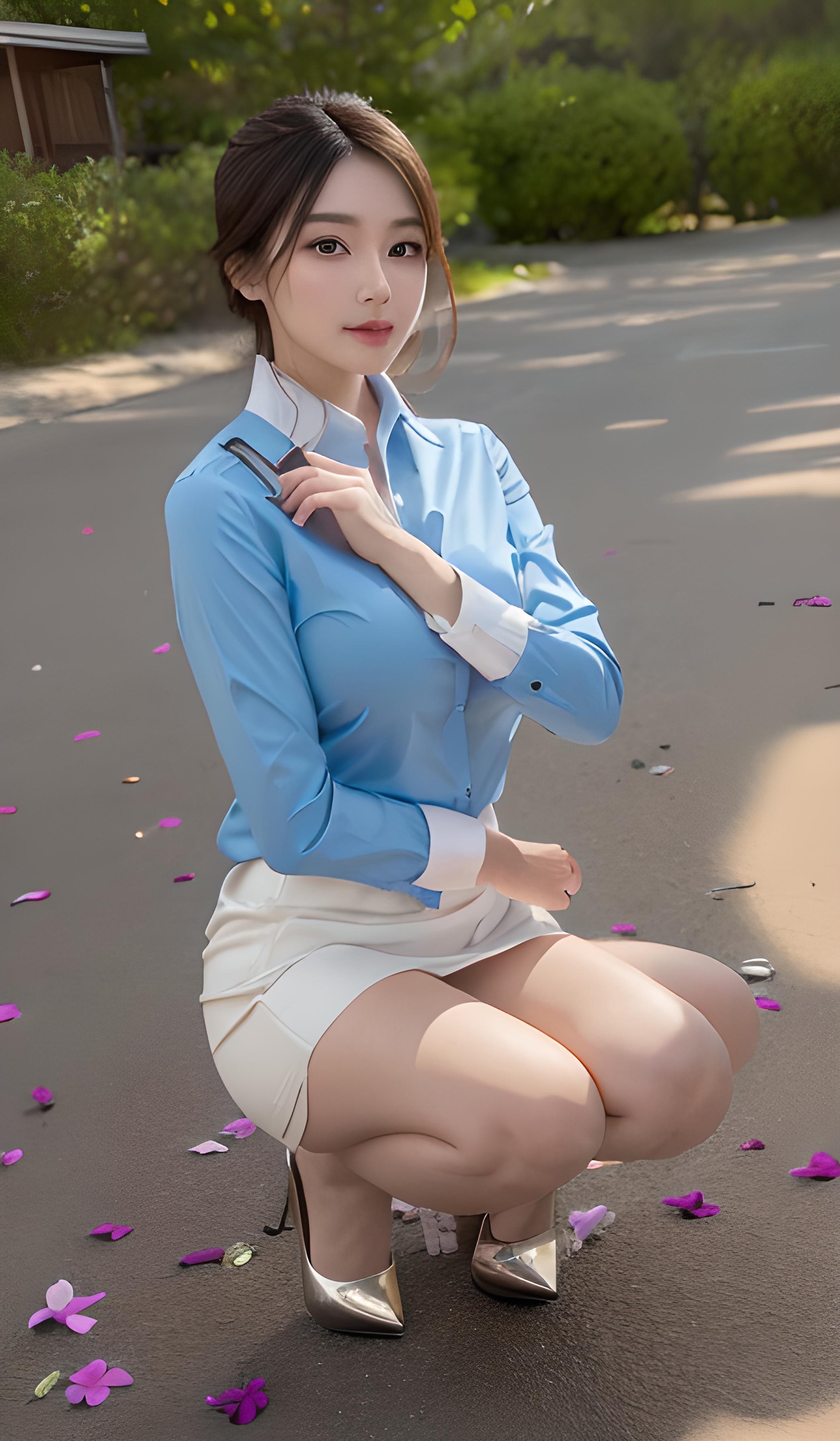 白色包臀裙美女 | 无界AI